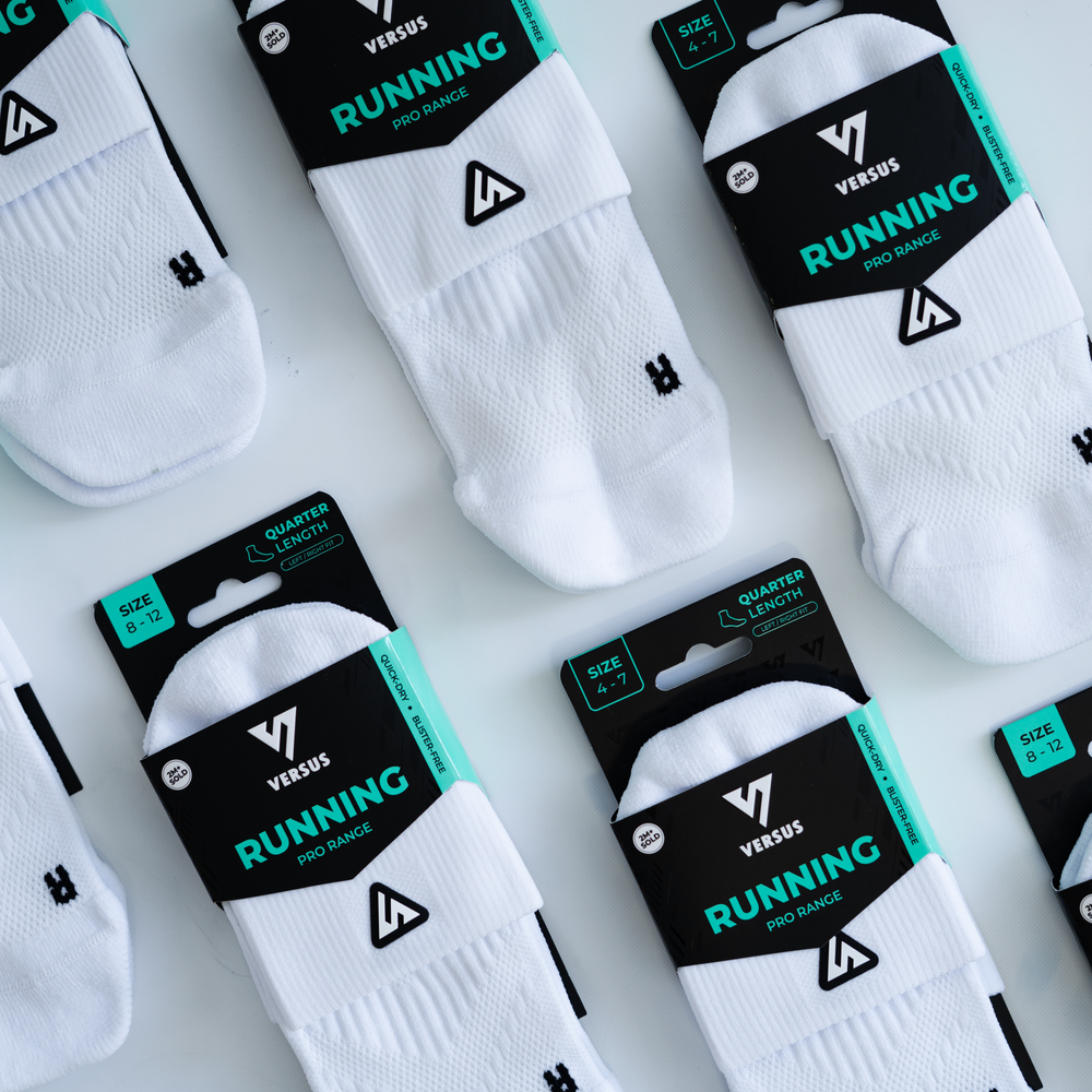 White Running Quarter Socks – Versus Socks